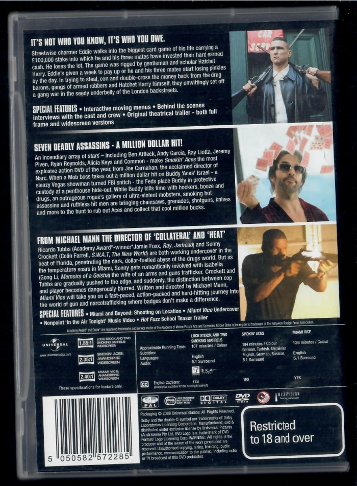 Lock Stock And Two Smoking Barrels / Smokin' Aces / Miami Vice 3-movie ...