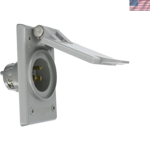 Reliable Gray Straight Blade Power Inlet Receptacle - 15A 125V with ...