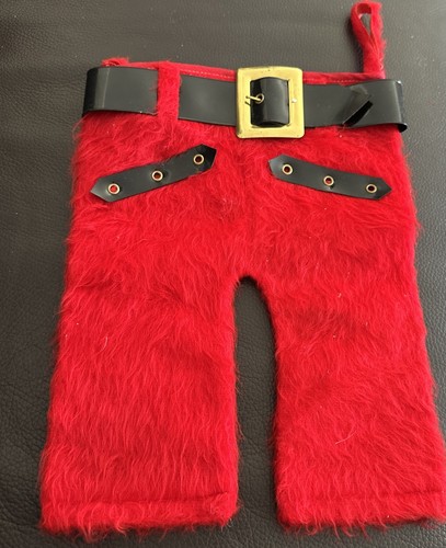 Vintage Christmas Red Faux Fur Stocking Santa Pants Black Belt & Buckle ...