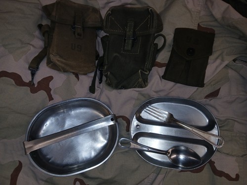 Lot Of Vietnam War USGI M1956 Ammo Pouches and Mess Kit With Fork And ...