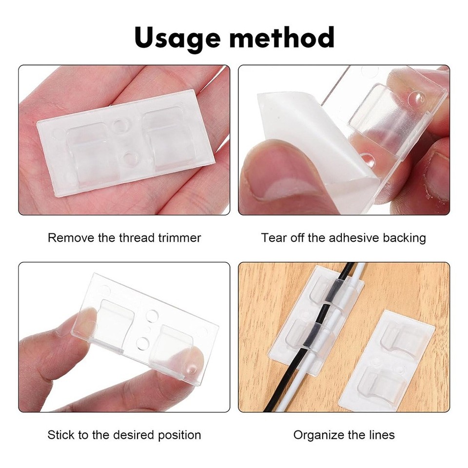 4X(50Pcs Outdoor Light Clips Wire Fixers Self-Adhesive Wire Clips ...