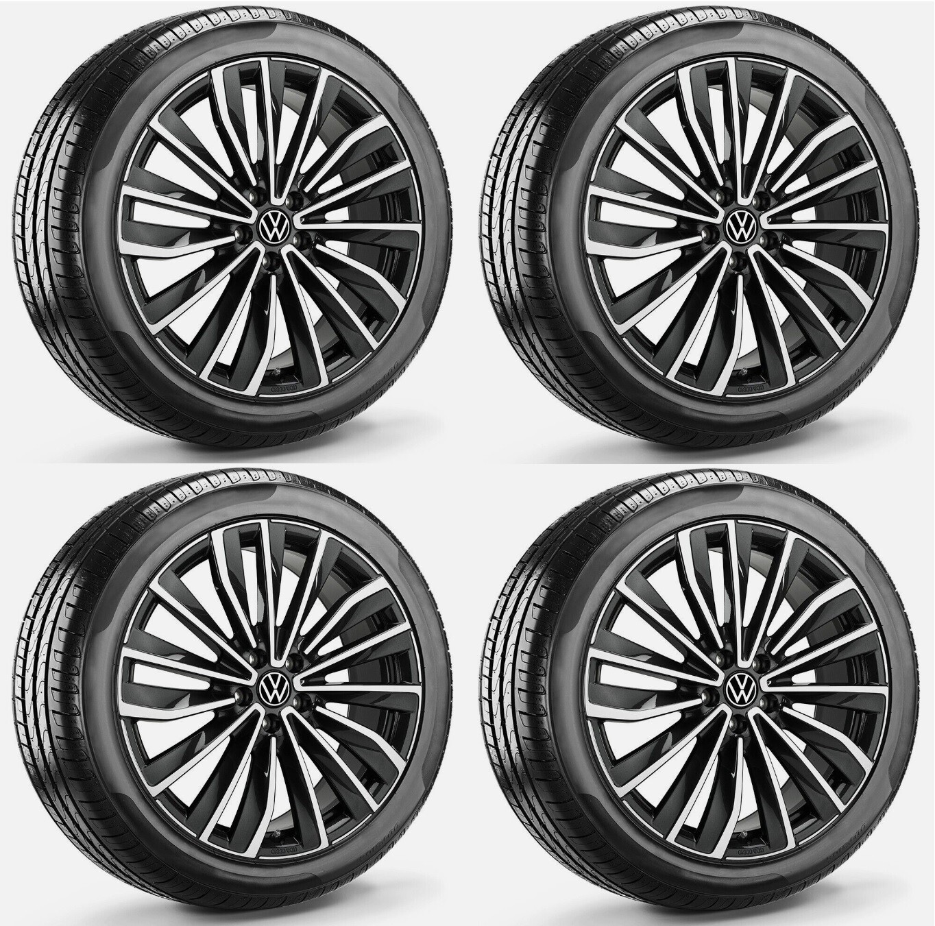 Genuine VW ID3 20” Alloy Wheels + Tyres Set Seoul Black Continental 215 ...