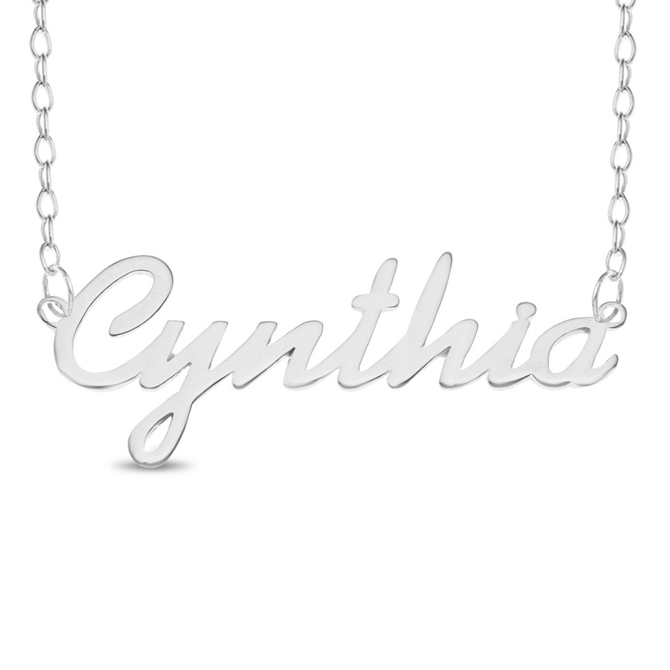 Cynthia Name Plate Necklace Pendent Sterling Silver female Personalized ...