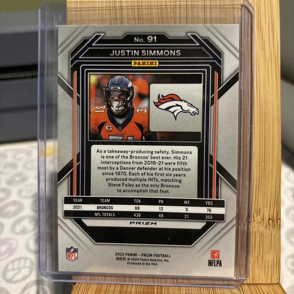 2022 Panini Prizm Silver Justin Simmons #91 Denver Broncos | eBay
