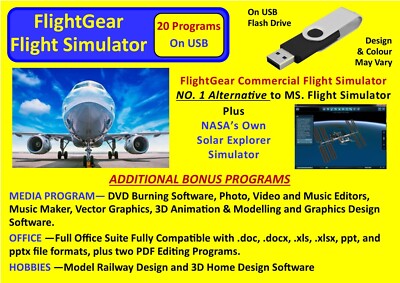 Flight Simulator FlightGear 2025 Professional Fly Sim USB for Windows ...