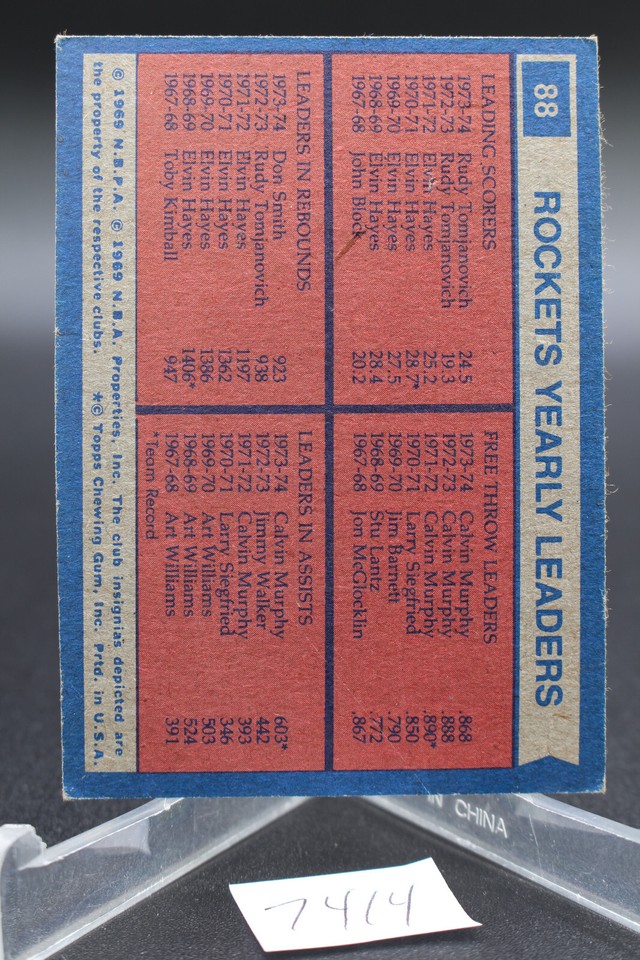 Vintage Houston Team Leaders 1968-69 Topps NBA Card # 88 Rudi ...