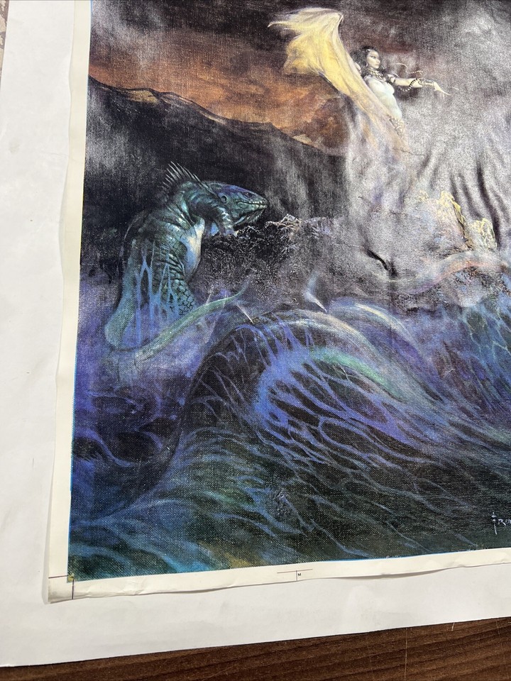 RARE ORIGINAL Frank Frazetta SEA WITCH Silk Cloth Paper Poster Print 19 ...
