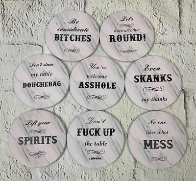 Ceramic Coasters Funny Rude Humorous Party set of 8 | eBay