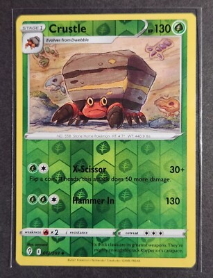 Pokémon TCG SWSH Evolving Skies Crustle #12/203 Uncommon Reverse Holo ...