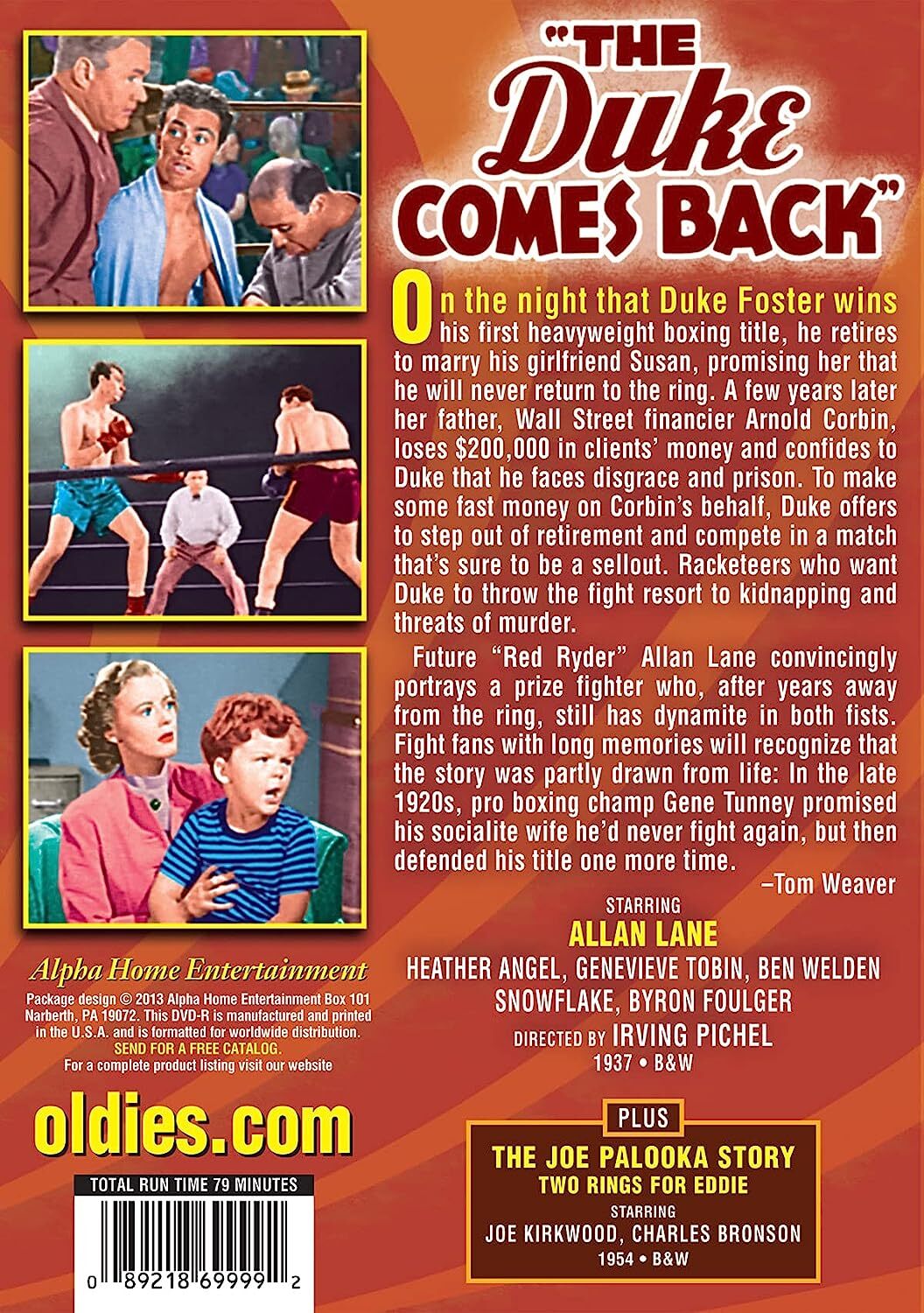 The Duke Comes Back (DVD) Allan Lane Heather Angel Genevieve Tobin Ben ...