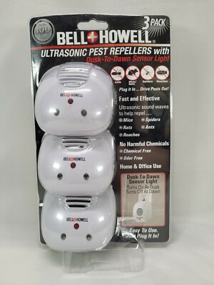 Bell Howell Ultrasonic Pest Rodent Repeller LED Indicator Plug In 3 ...