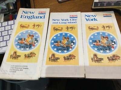 VINTAGE EXXON ROAD MAPS NEW YORK/ NEW ENGLAND/NEW YORK CITY ...