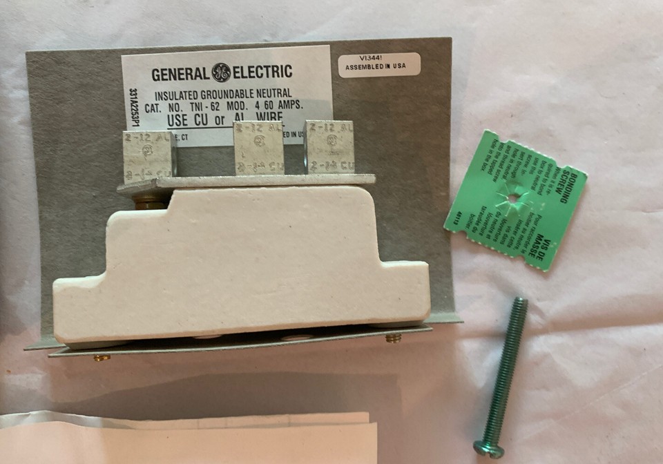 GE TNI62 INSULATED GROUNDABLE NEUTRAL FOR A 30 AMP ABB GENERAL ELECTRIC ...