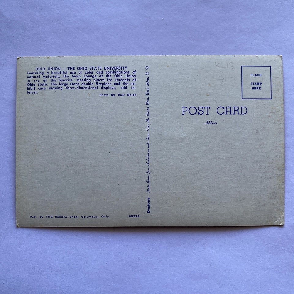 Ohio Union The Ohio State University Postcard Main Lounge 1960’s | eBay