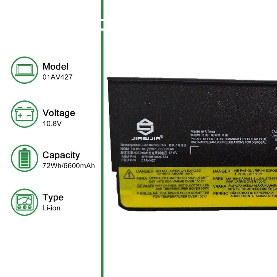 01AV427 SB10K97584 61++ Laptop Battery Replacement for Lenovo ThinkPad ...