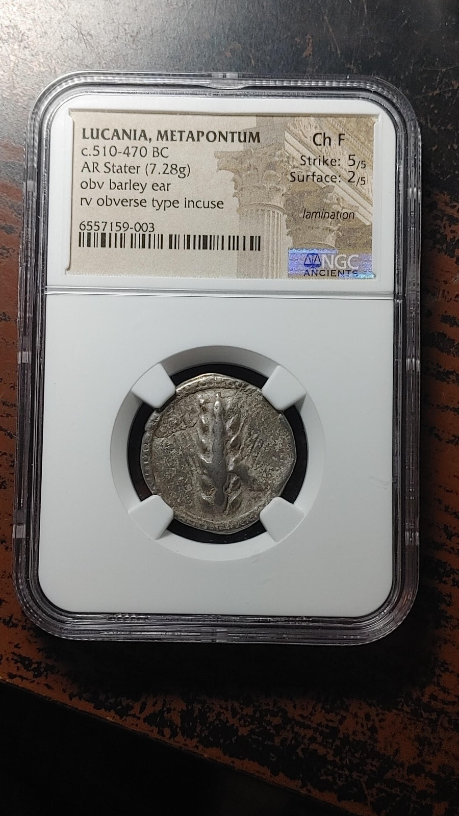 Lucania Silver Stater Greek Metapontum 510-470 BC NGC Ancients Choice F ...