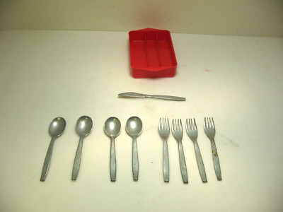 Vintage SIGG Childrens Play Toy Silverware & Holder Metal & Plastic ...