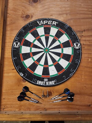 Viper Shot King Steel Tip Dartboard - lightly used - darts + wall mount ...