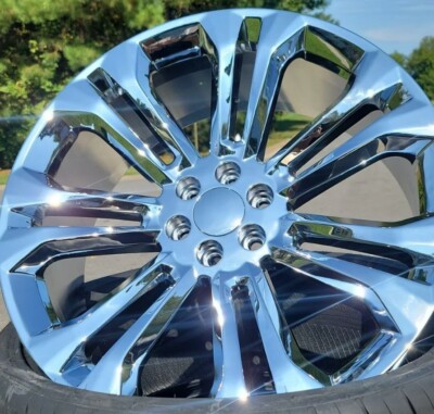 24" Inch Chrome Silverado Replica 298 Wheels Rims | 10" | One Piece ...