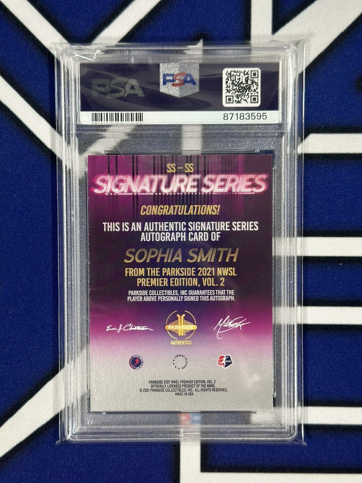 SOPHIA SMITH 2021 PARKSIDE NWSL BLUE INK AUTO AUTOGRAPH RC PSA 7 /250 ...