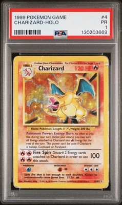 1999 POKEMON BASE SET UNLIMITED #4 CHARIZARD-HOLO PSA 1 | eBay