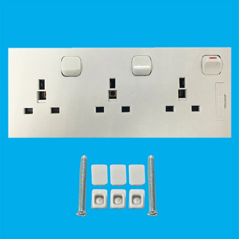 1 & 2 Gang To 3 Way Socket Converter 3 Pin UK Mains Socket Individually ...