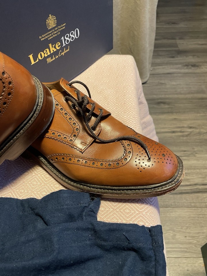 Loake Chester Mens Leather Brogue - Mahogany Leather, UK 7.5F | eBay UK