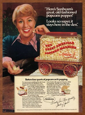 1977 Sunbeam Great American Popcorn Machine Print Ad/Poster Shirley ...