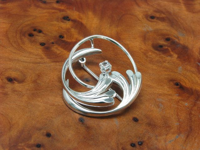 835 Silver Brooch with Spinel Trim / Sterling Silver … - Gem