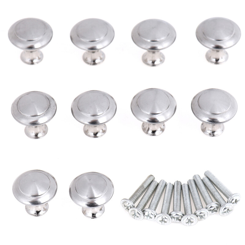 10pcs Round Cabinet Stainless Steel Drawer Knobs Cupboard Pull Hand-wq ...