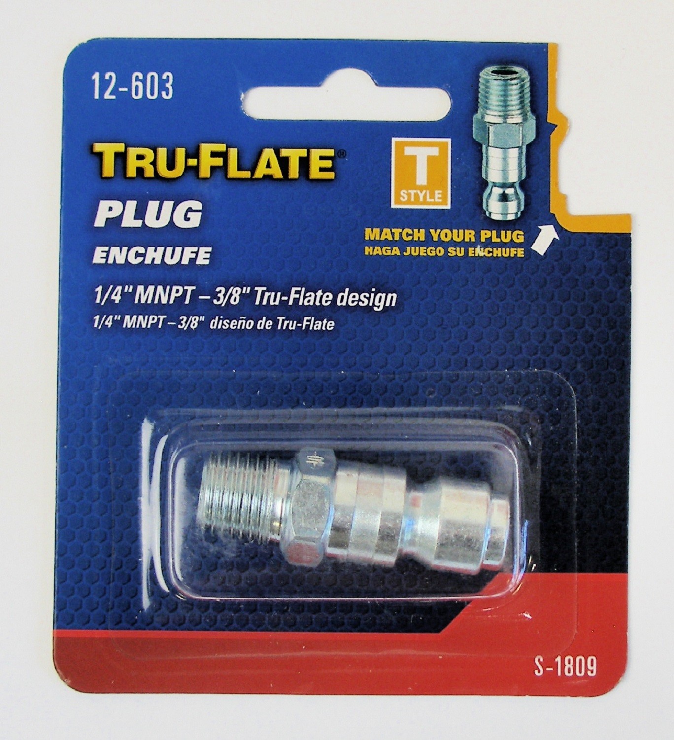 CASE OF TEN - Air Plug T-Style Steel Male 1/4 IN. MPT - 3/8" Tru-Flate ...