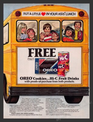 Hi-C & Oreo School Bus 1980s Print Advertisement Ad 1984 | eBay