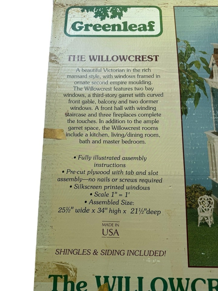 Greenleaf Willowcrest Wooden Dollhouse Kit Victorian Open Box Vintage 1 ...