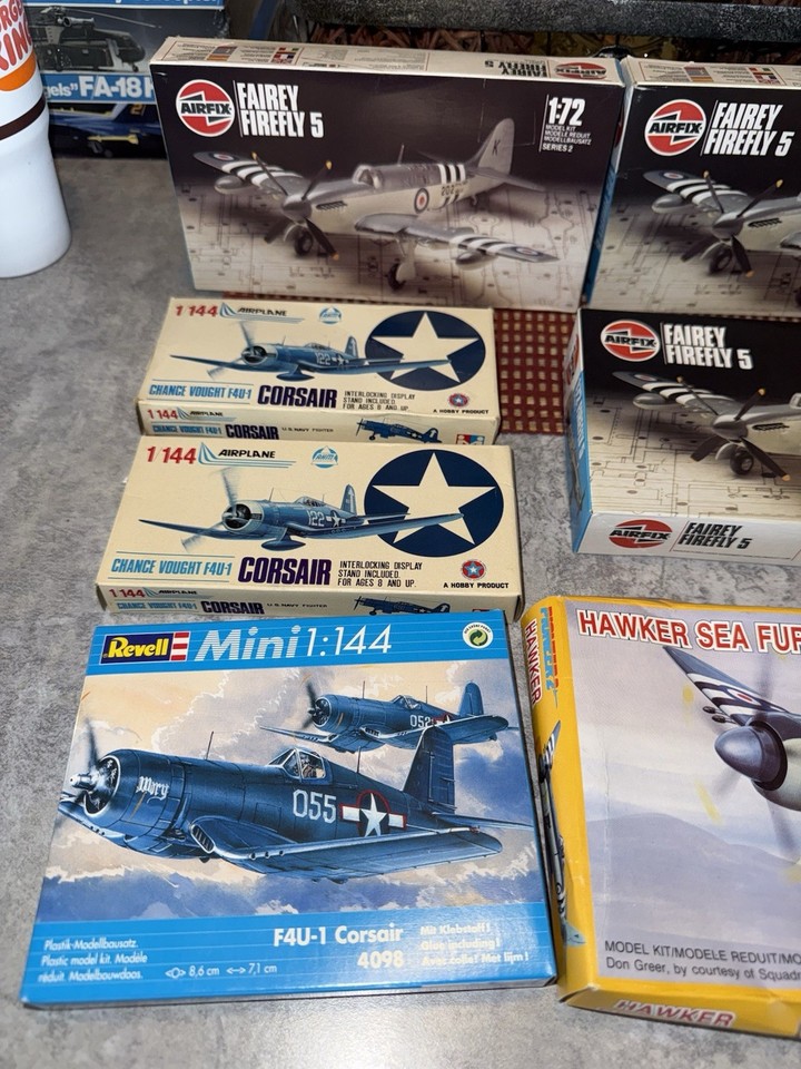 Lot Of Seven Plastic Model Airplane Kit Revell,AHM,AirFix Unbuilt Open ...
