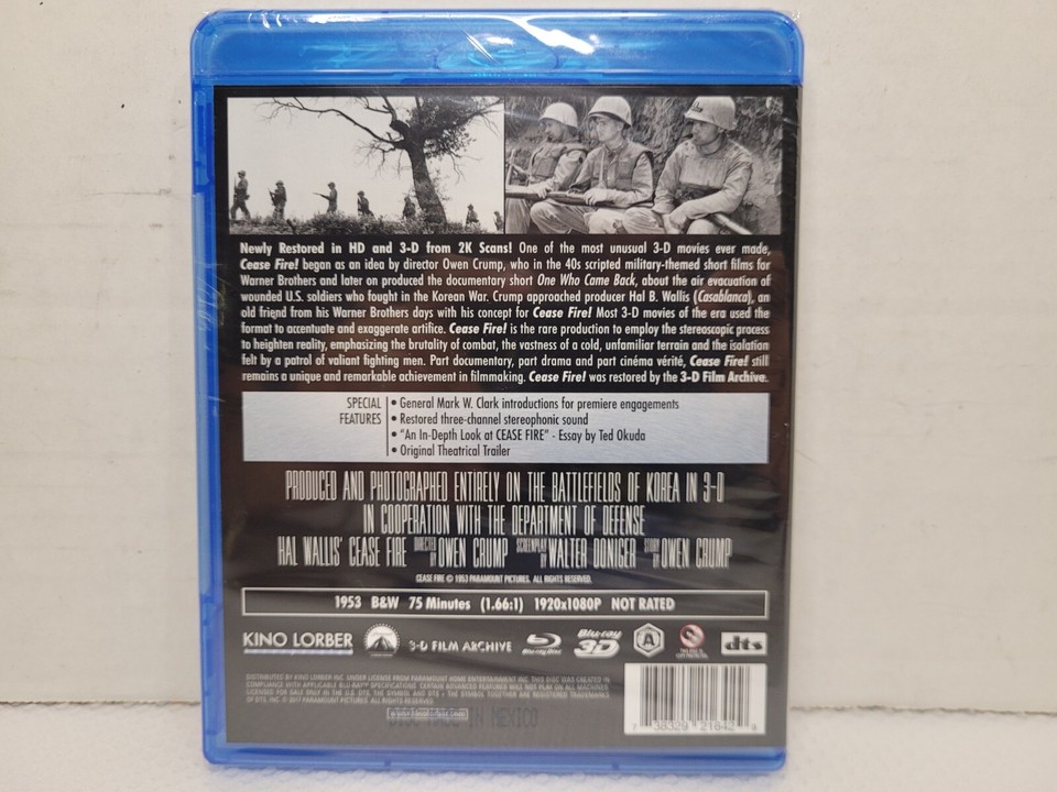 Cease Fire (3D-Blu-ray, 2017) NEW ‎Roy Thompson Jr. Henry Goszkowski ...