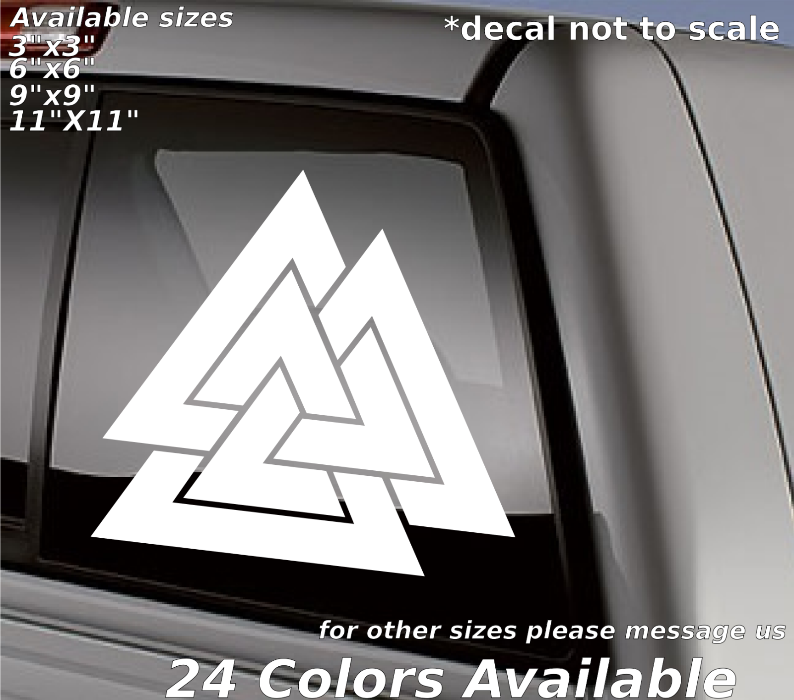 PAIR Valknut triceps symbol rune Asatru custom decal sticker glass ...
