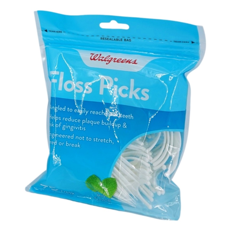 Dental Floss Picks 3 Pack (75 Picks Each, Mint Flavor) Angled Dental ...