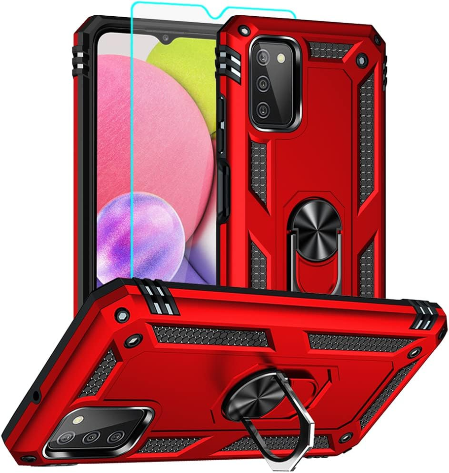 Samsung Galaxy A03S Case with HD Screen Protector, Ring Shockproof ...