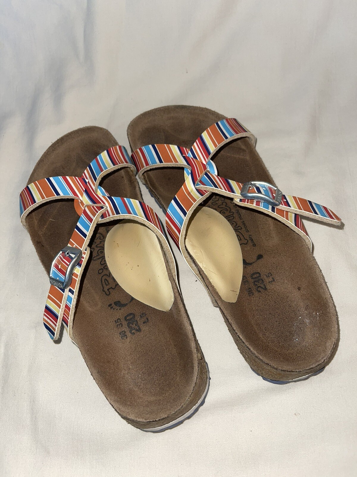 Birkenstock Birkis Size 36 L5 Sylt Criss Cross Slip On Stripe Sandals ...