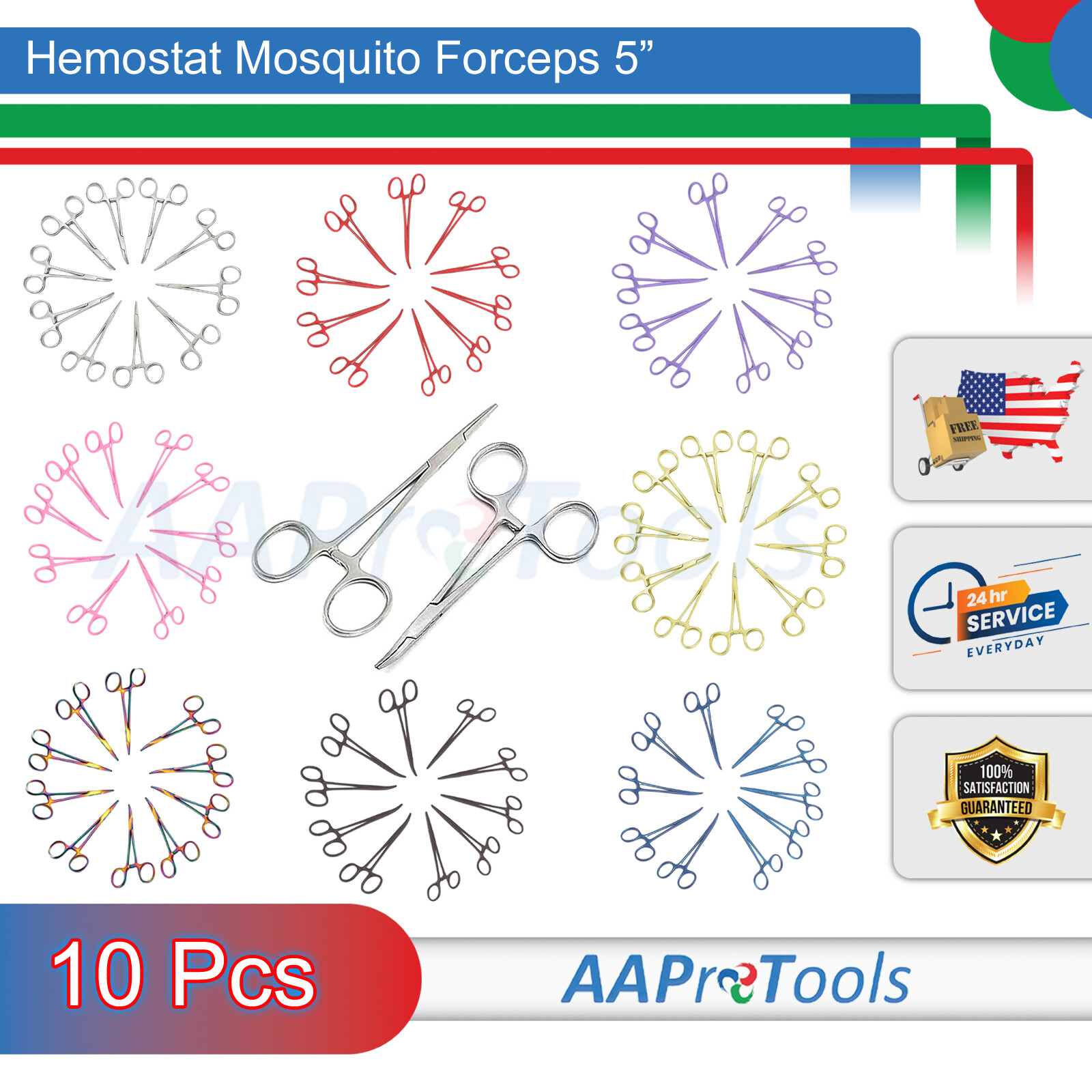 10 PCS MOSQUITO HEMOSTAT LOCKING FORCEPS 5" CURVED & STRAIGHT SURGICAL ...