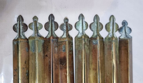 8 Antique 27-inch Brass Stair Rods - Triangular in Section - Ends Flur ...