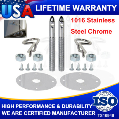 Car Racing Stainless Steel Mount Hood Pin Pins Plate Bonnet Lock Kit ...