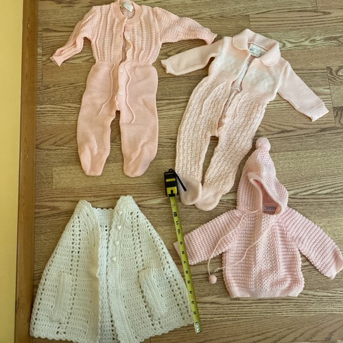 Lot of 4 Piece Vtg Baby Knit Clothes 0-9 Months Preppy Button Up Zipper ...