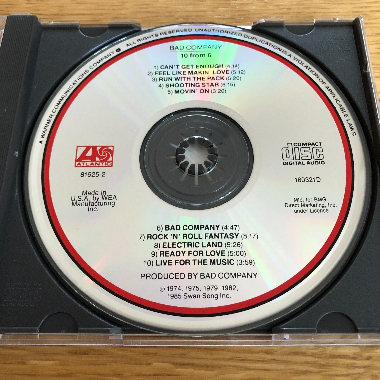 Bad Company "10 From 6" (1985) Music CD-Atlantic Records | eBay