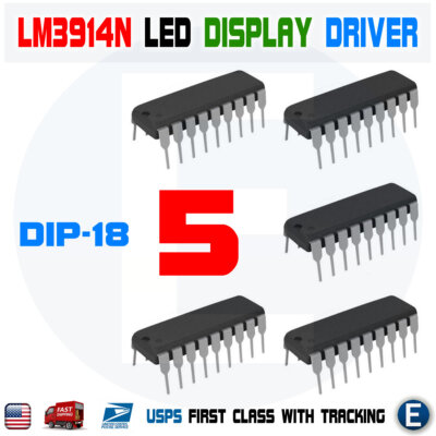 5pcs LM3914N-1 LM3914 DIP18 Display Driver Dot Bar Bargraph 10 segment ...