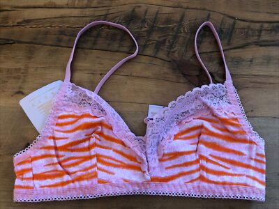 Savage X Fenty Bra Wildly Pink Tangerine Orange Tiger Print Bralette XS ...