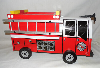 NEW Red FD. Hand Painted Fire Truck Mailbox Handpainted Firetruck Mail ...