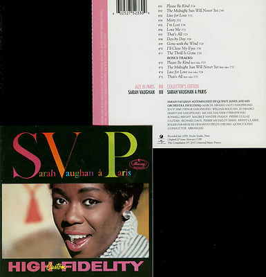 SARAH VAUGHAN à paris 1958 / 4 BONUS TRACKS | eBay