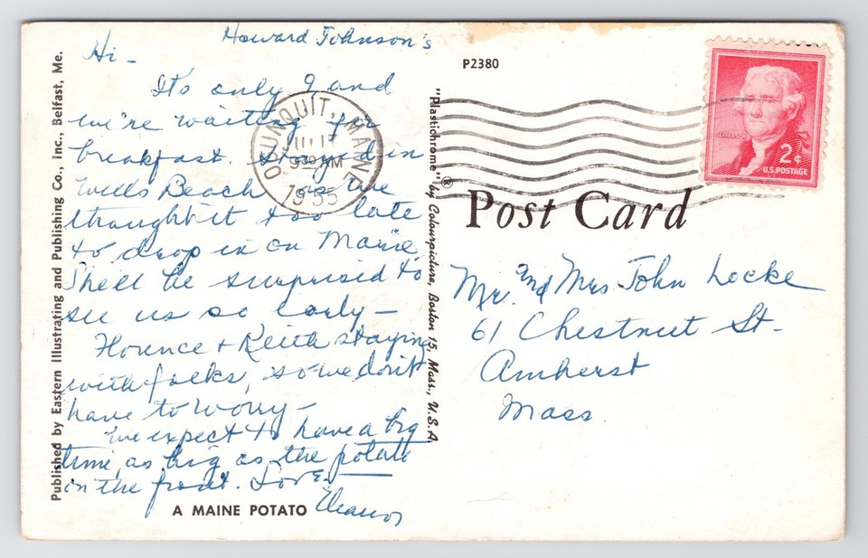 Exaggerated Potato Farming Toy Tractor Art Maine ME c1950s Postcard | eBay