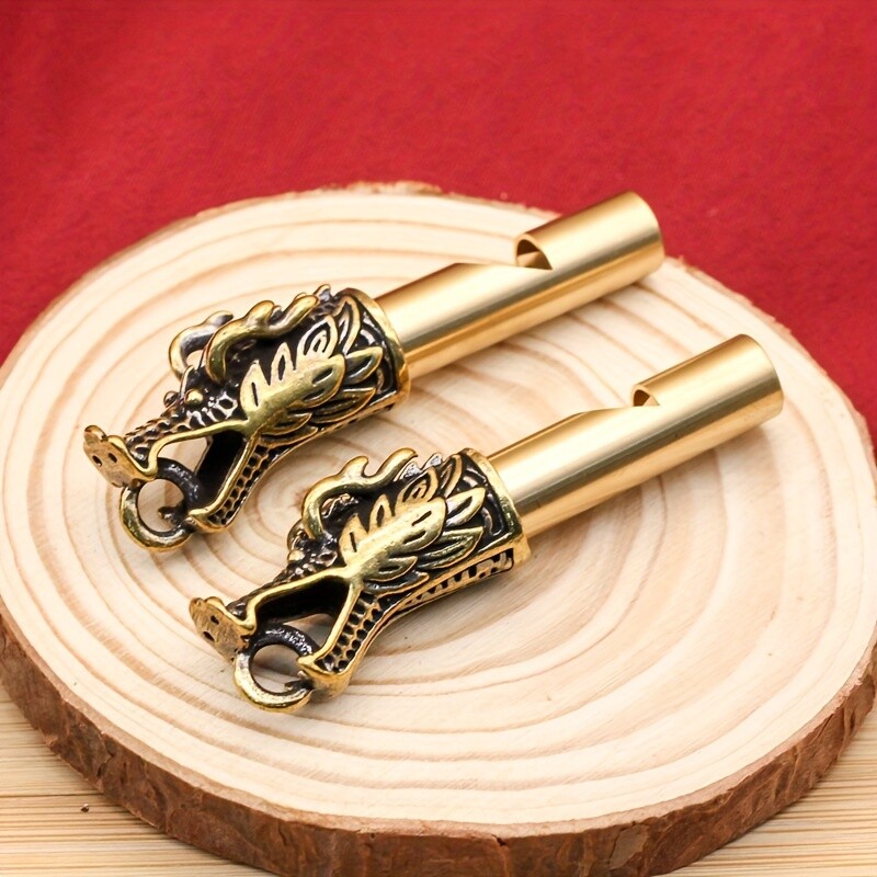 1X Brass Chinese Dragon Whistle Key Chain Pendant Outdoor Whistle Key ...
